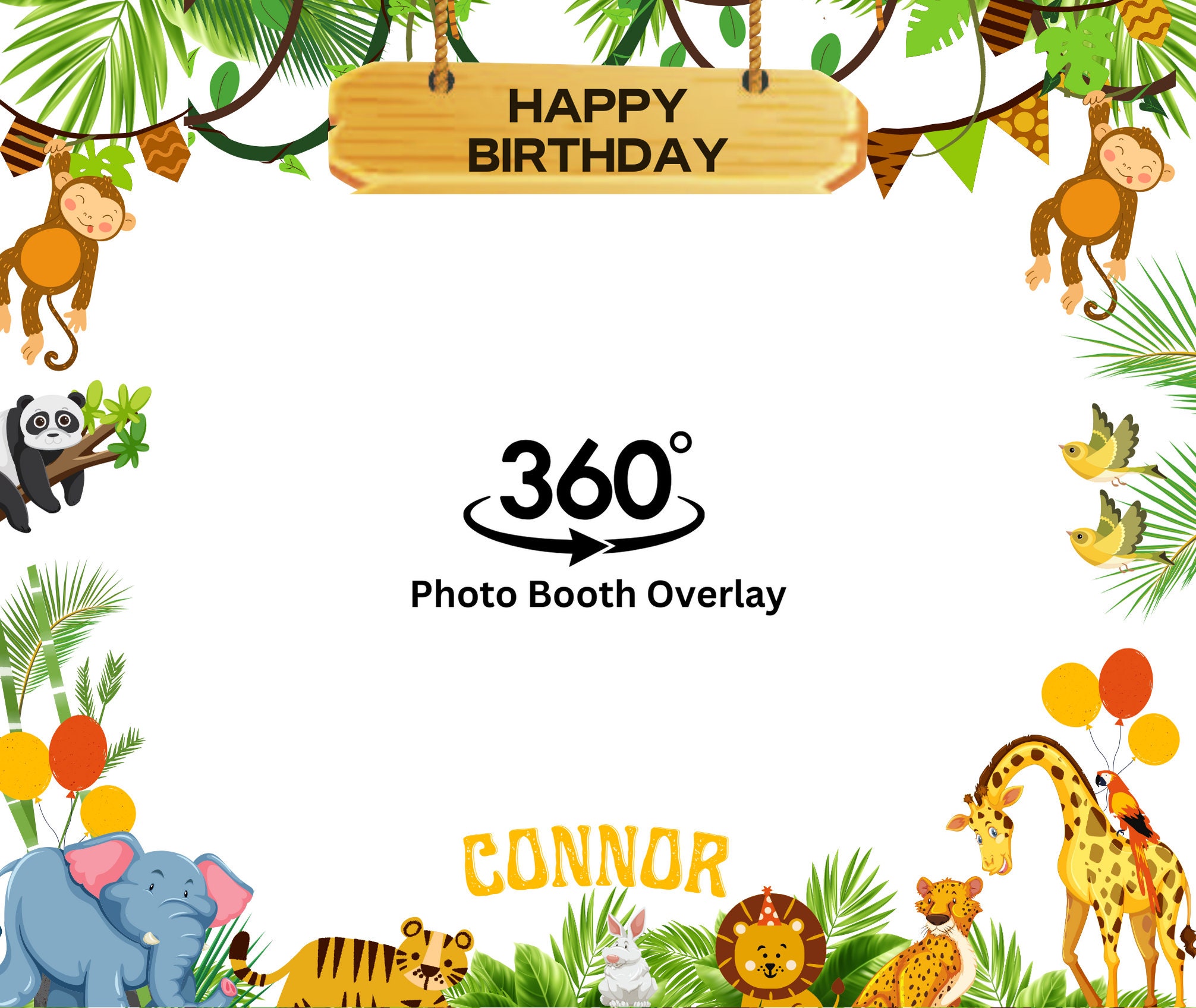 Kids Safari Birthday 360 Video Booth Overlay Baby Shower - Etsy