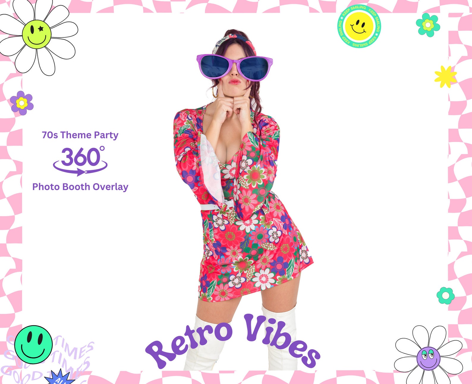 70s Theme Party Overlay, Birthday Overlay, 360 Photo Booth Overlay, 360 ...