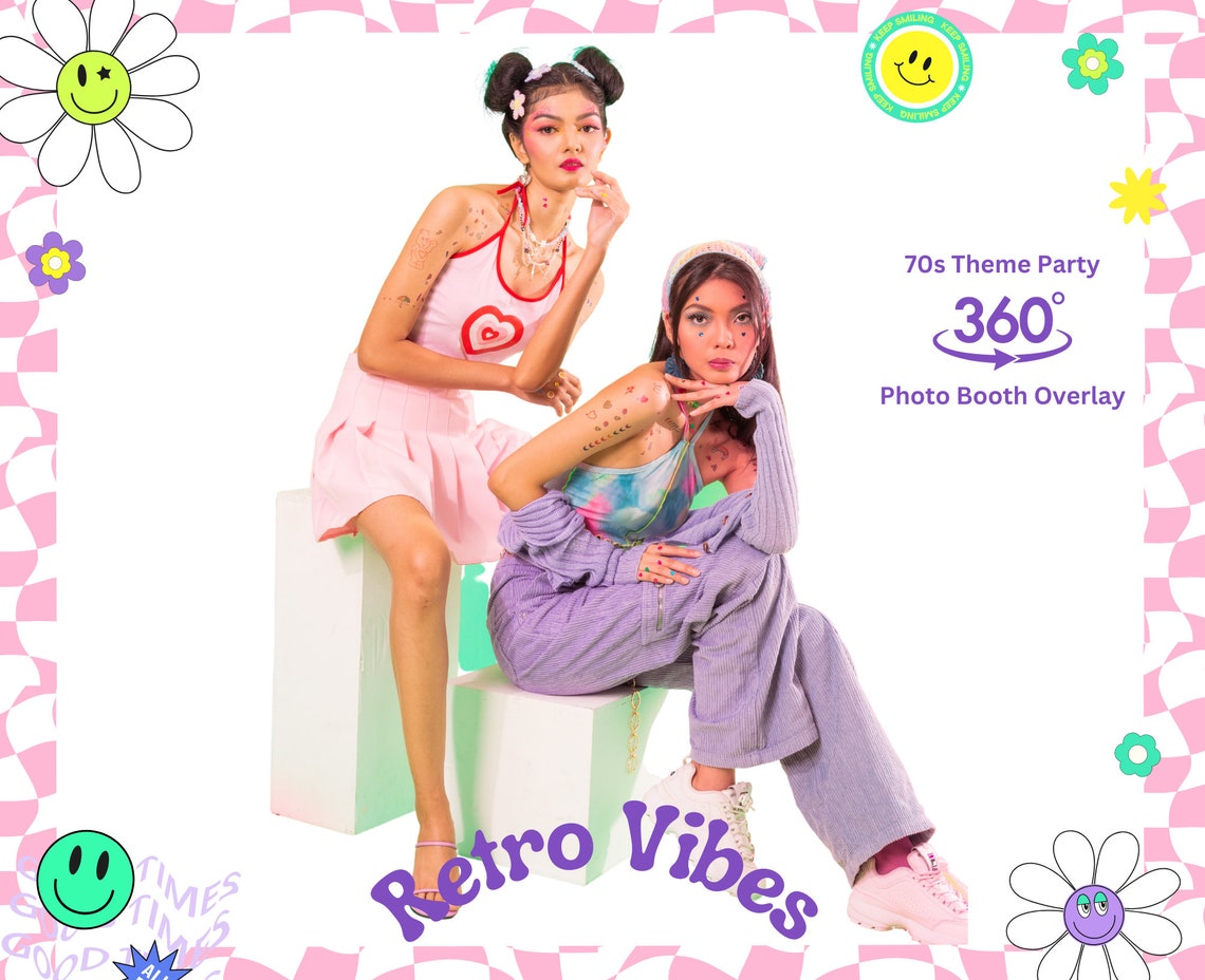 70s Theme Party Overlay, Birthday Overlay, 360 Photo Booth Overlay, 360 ...
