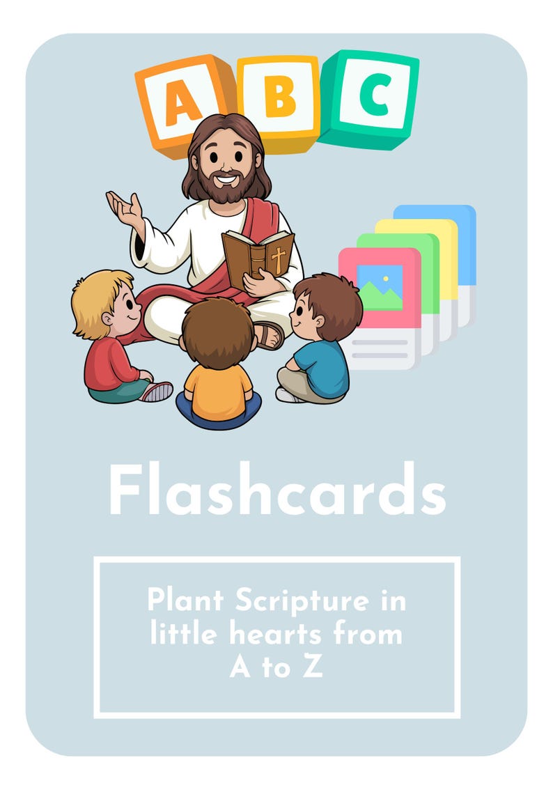 Kids Bible Alphabet Poster & Bible Flashcards Pack: Christian Learning ...