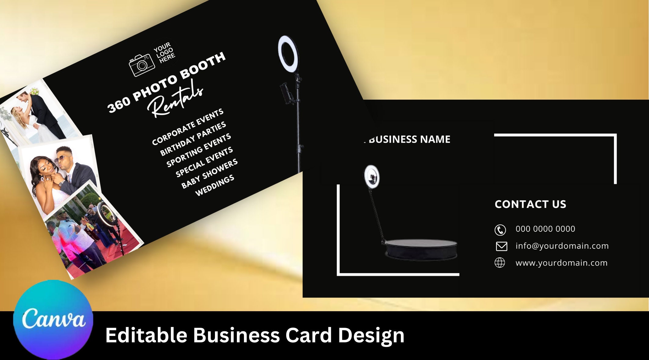 360 Photo Booth Business Card Template: DIY Canva Design (digital ...