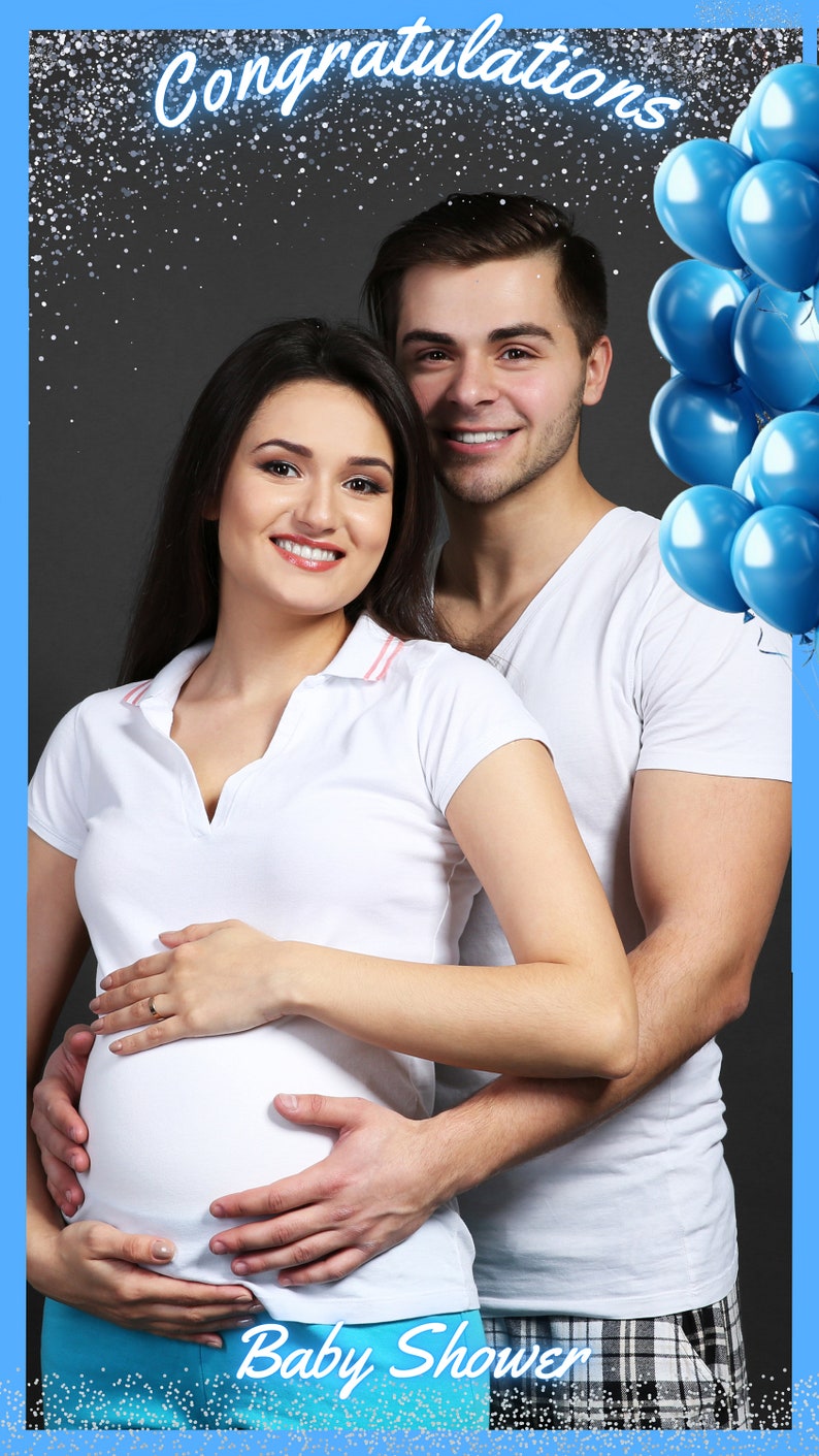 Blue Baby Shower 360 Photo Booth Overlay, 360 Photobooth, Spin Video ...