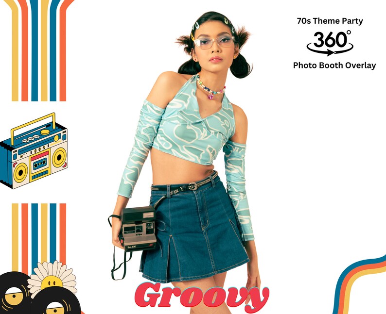 70s Theme Party Overlay, Birthday Overlay, 360 Photo Booth Overlay, 360 ...