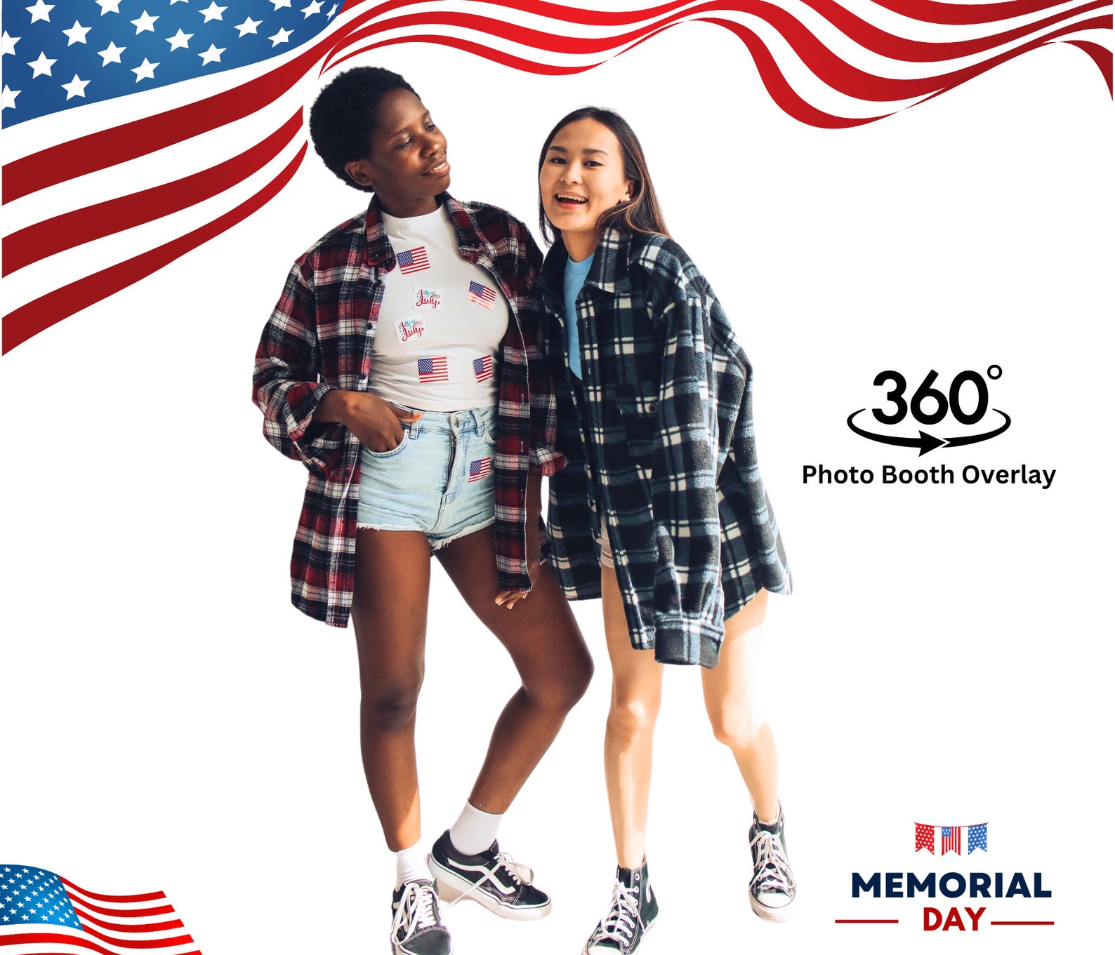 Memorial Day 360 Photo Booth Overlay Template, 360 Spin Video Booth ...