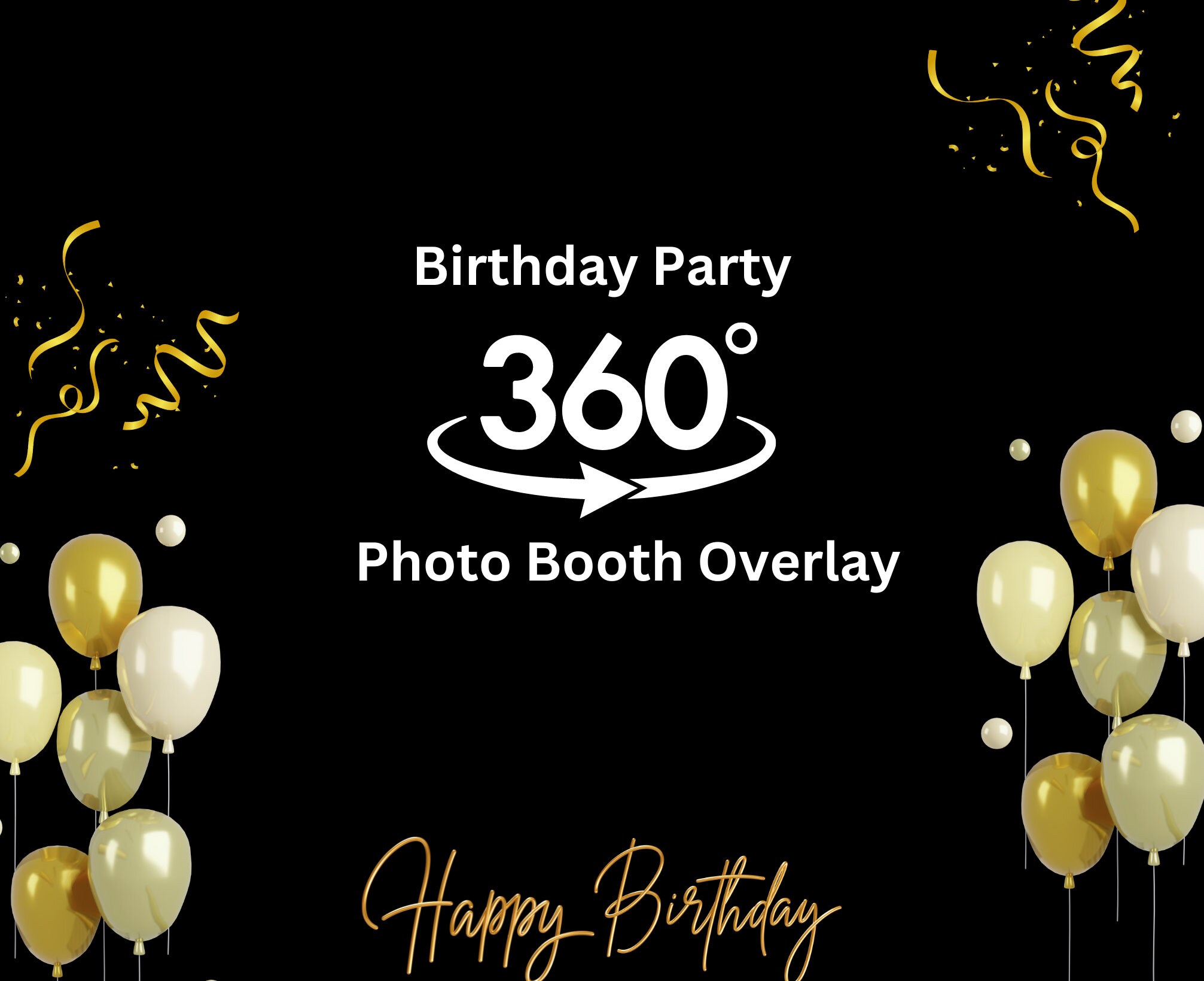 Birthday 360 Video Booth Overlay Gold Touchpix Bday Photo - Etsy