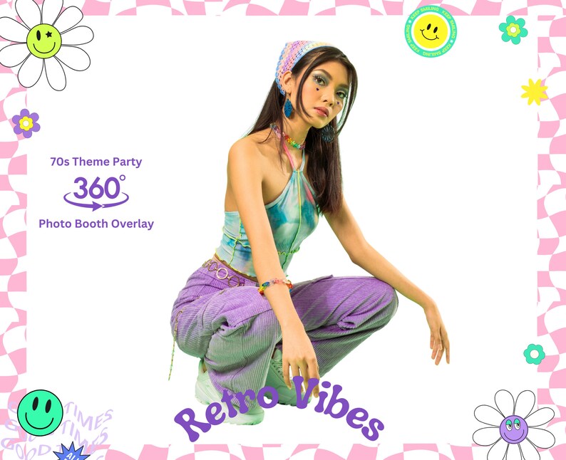 70s Theme Party Overlay, Birthday Overlay, 360 Photo Booth Overlay, 360 ...