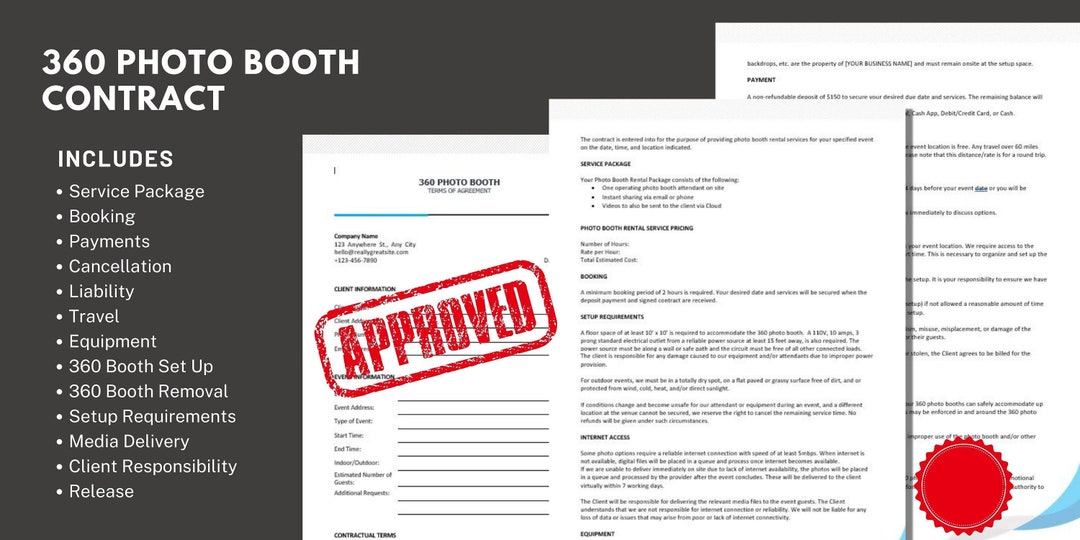 360 Photo Booth Contract, 360 Booth Contract, 360 Video Booth Contract ...