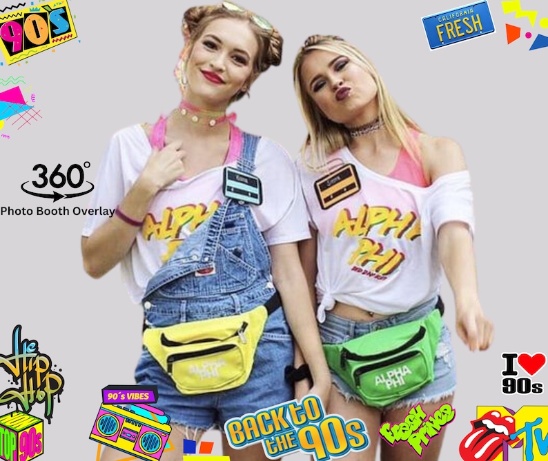 90s Theme Party Birthday 360 Video Booth Overlay Touchpix Overlay Bday ...