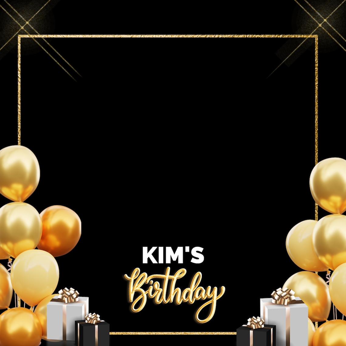 Birthday Overlay, 360 Photo Booth Overlay, Gold Balloon Overlay, 360 ...