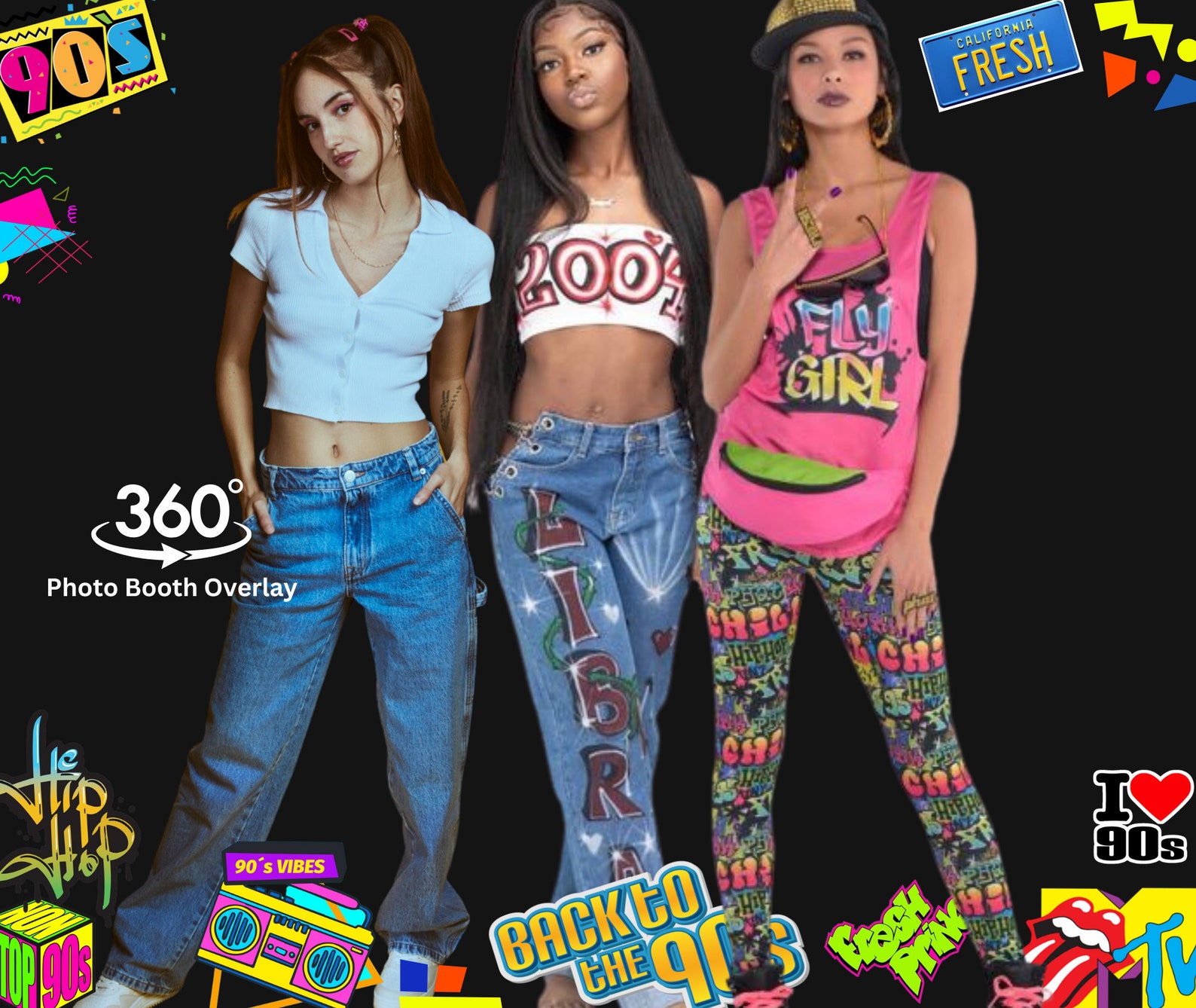 90s Theme Party Birthday 360 Video Booth Overlay Touchpix Overlay Bday ...