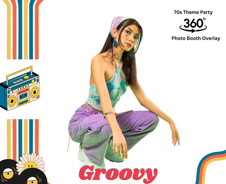 70s Theme Party Overlay, Birthday Overlay, 360 Photo Booth Overlay, 360 ...