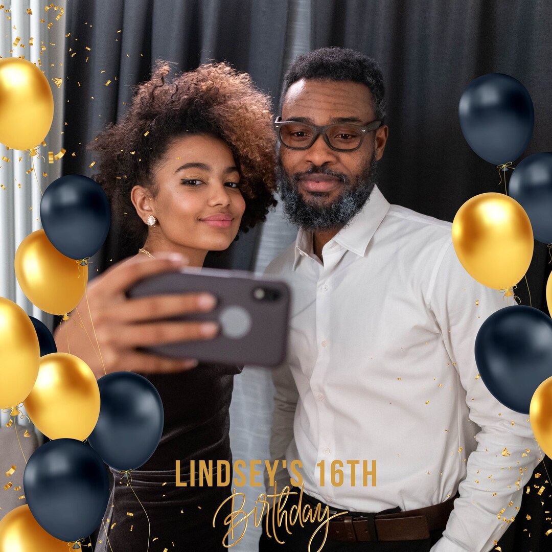 Birthday 360 Video Booth Overlay Gold Touchpix Overlay Bday Photo Booth ...