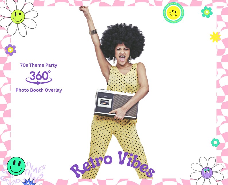 70s Theme Party Overlay, Birthday Overlay, 360 Photo Booth Overlay, 360 ...