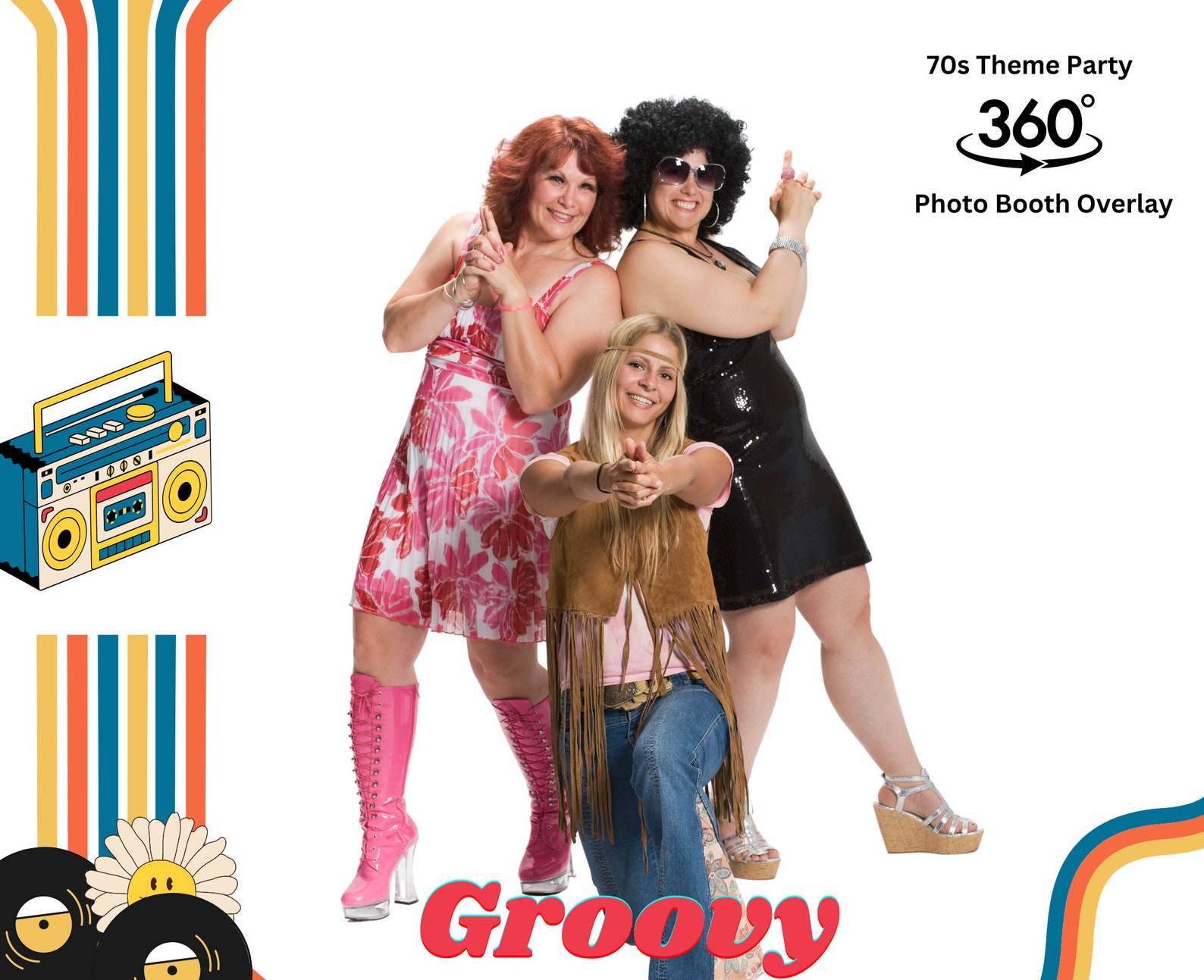 70s Theme Party Overlay, Birthday Overlay, 360 Photo Booth Overlay, 360 ...