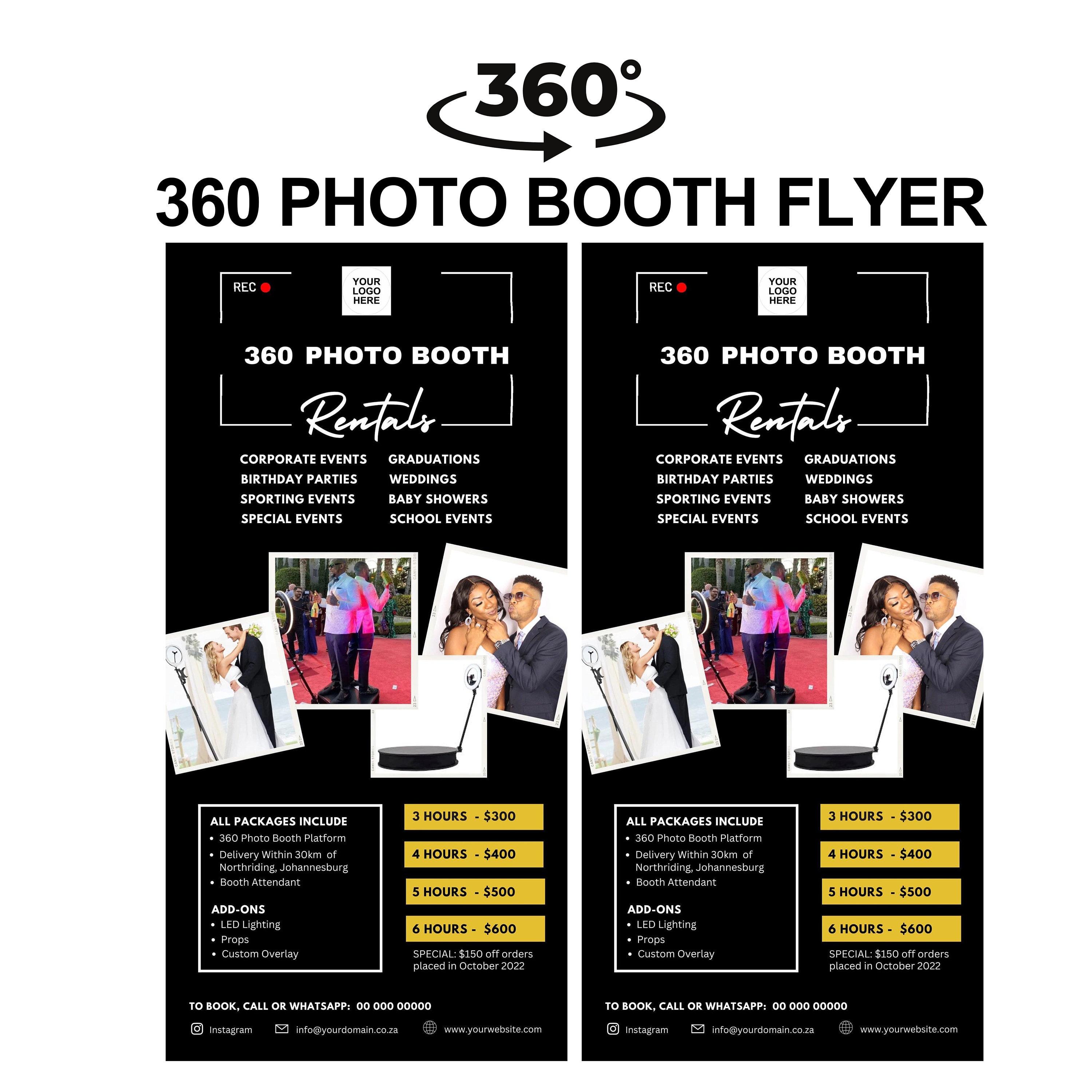 360 Photo Booth Flyer, Price List, 360 Photobooth, 360 Video Booth, 360 ...