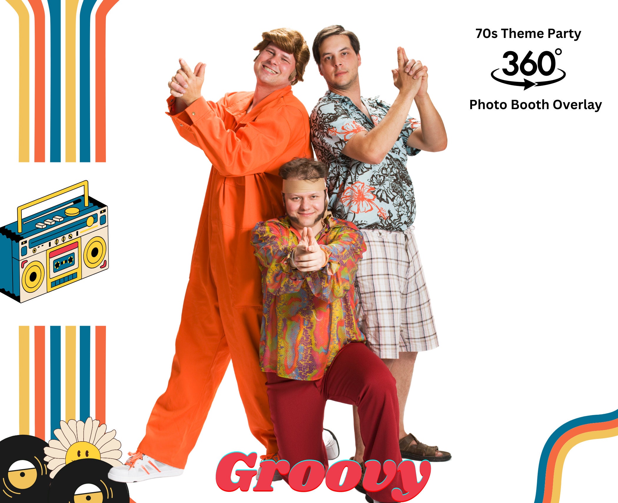 70s Theme Party Overlay, Birthday Overlay, 360 Photo Booth Overlay, 360 ...