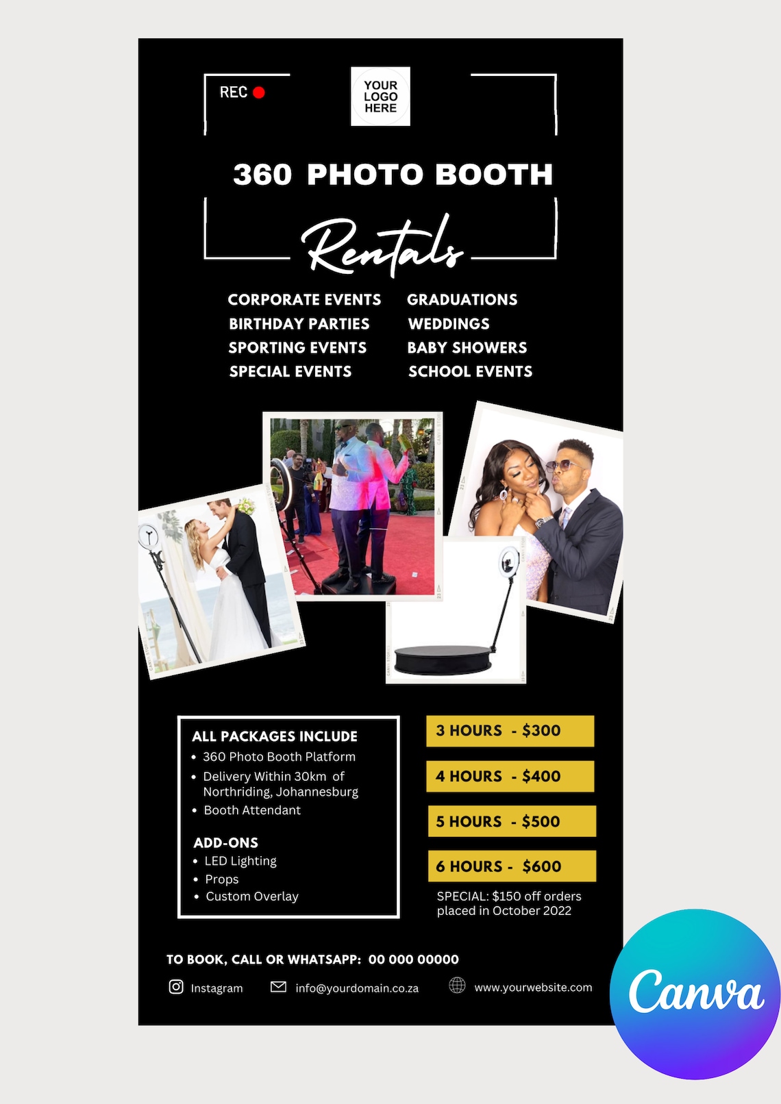 360 Photo Booth Flyer, 360 Photobooth, 360 Video Booth, 360 Booth Flyer ...