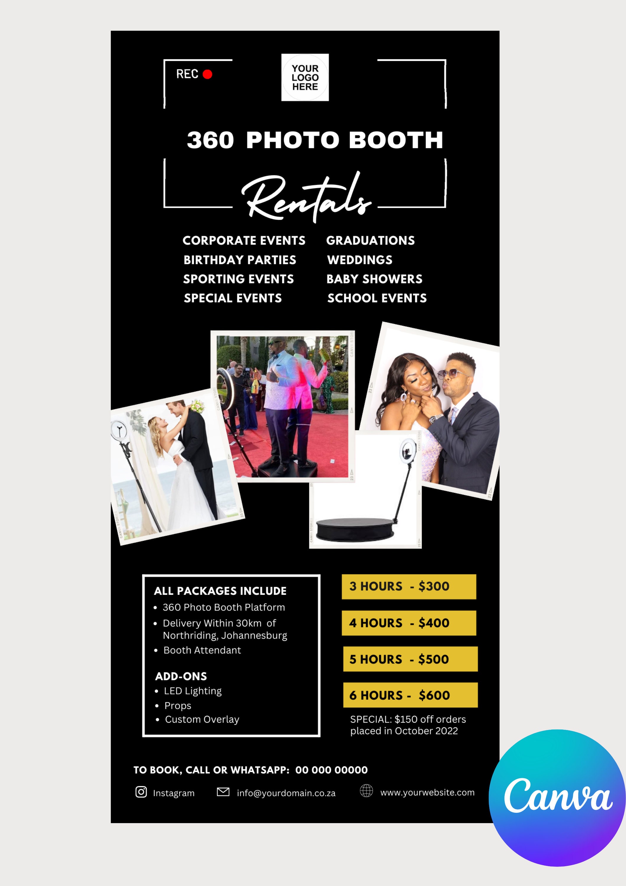 360 Photo Booth Flyer, 360 Photobooth, 360 Video Booth, 360 Booth Flyer ...