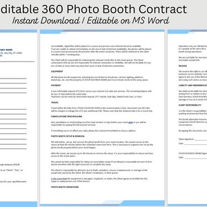 360 Photo Booth Contract, 360 Booth Contract, 360 Video Booth Contract ...