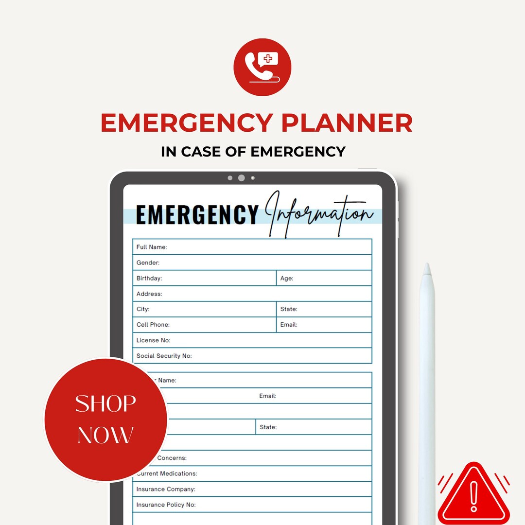 Emergency Planner: Family in Case of Emergency Printable Organizer ...