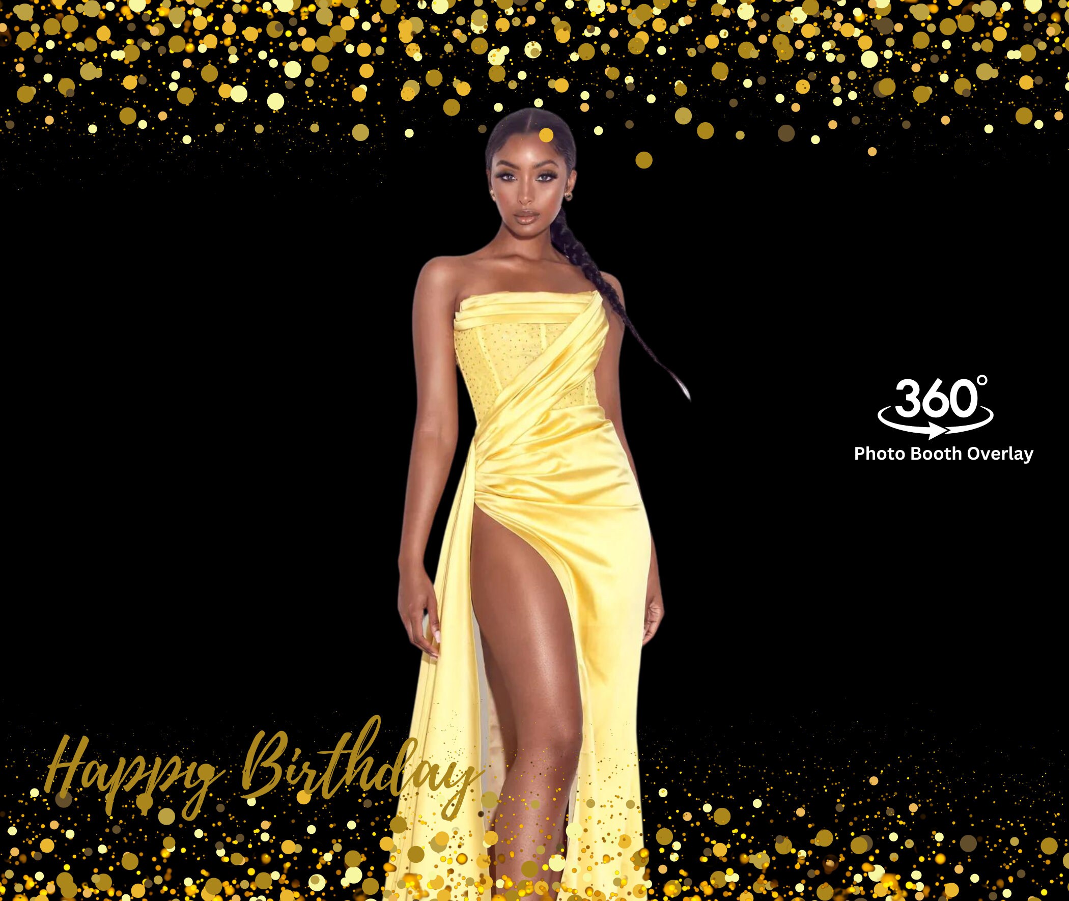 Birthday 360 Video Booth Overlay Gold Touchpix Overlay Bday Photo Booth ...