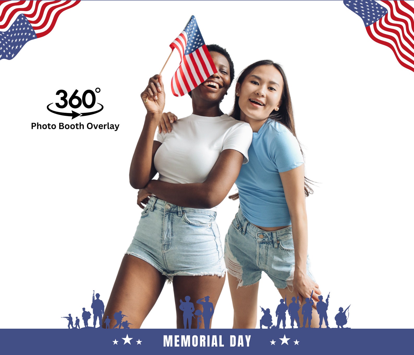 Memorial Day 360 Photo Booth Overlay Template, 360 Spin Video Booth ...