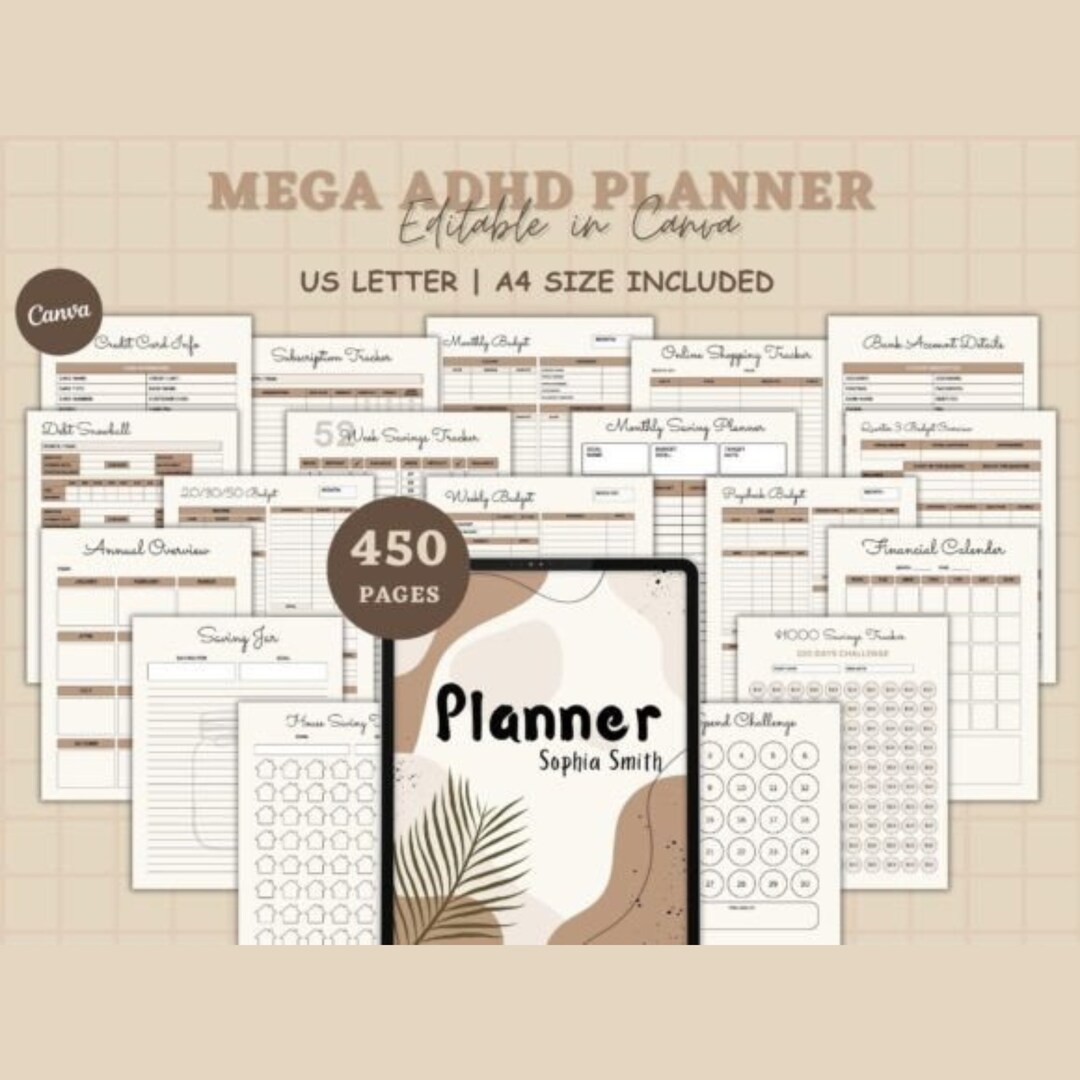 ADHD Planner Adults, MEGA Bundle, ADHD Adult Adhd Journal for Work ...