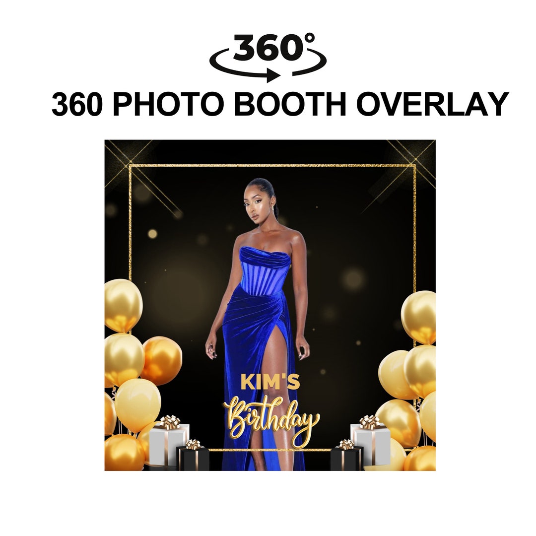 Birthday Overlay, 360 Photo Booth Overlay, Gold Balloon Overlay, 360 ...