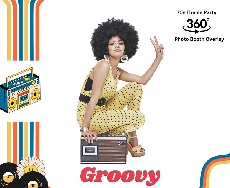 70s Theme Party Overlay, Birthday Overlay, 360 Photo Booth Overlay, 360 ...