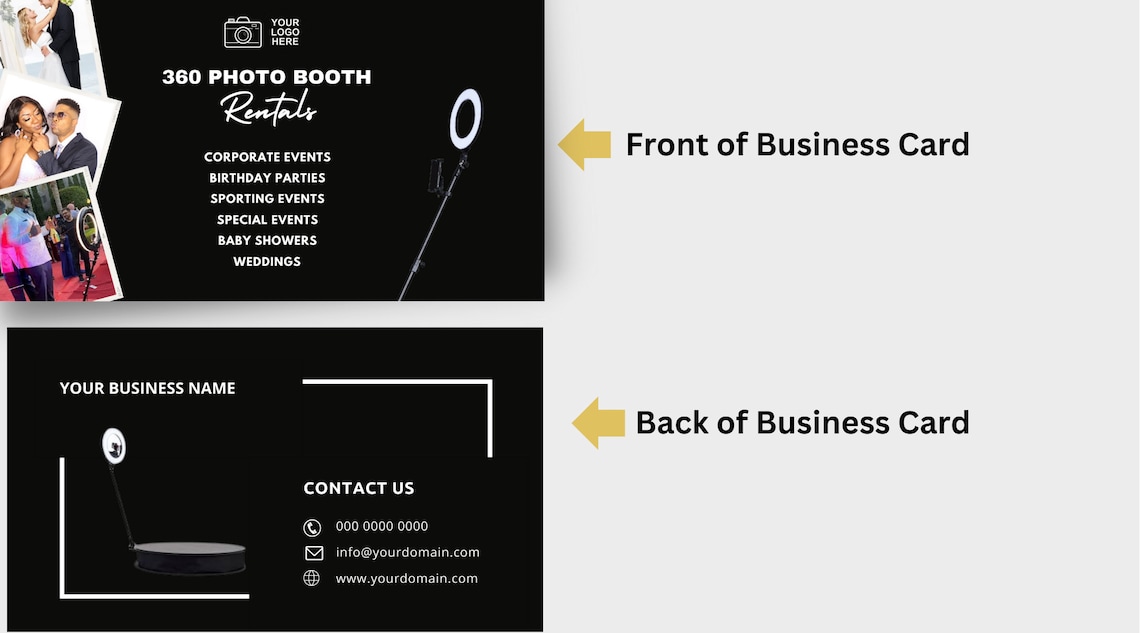 360 Photo Booth Business Card Template: DIY Canva Design (digital ...