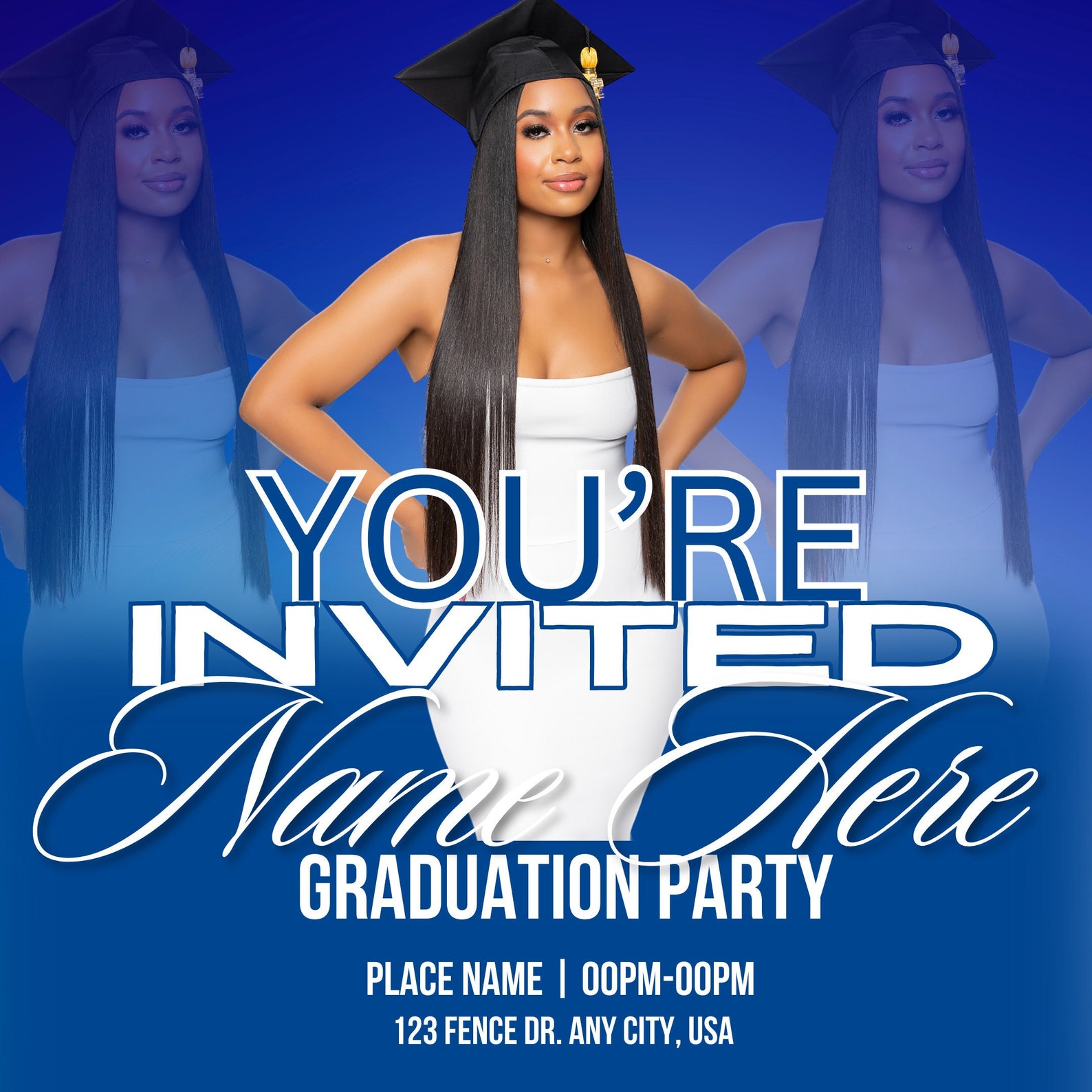 Graduation Invitation Canva Template, Graduation Party Invite, Digital ...