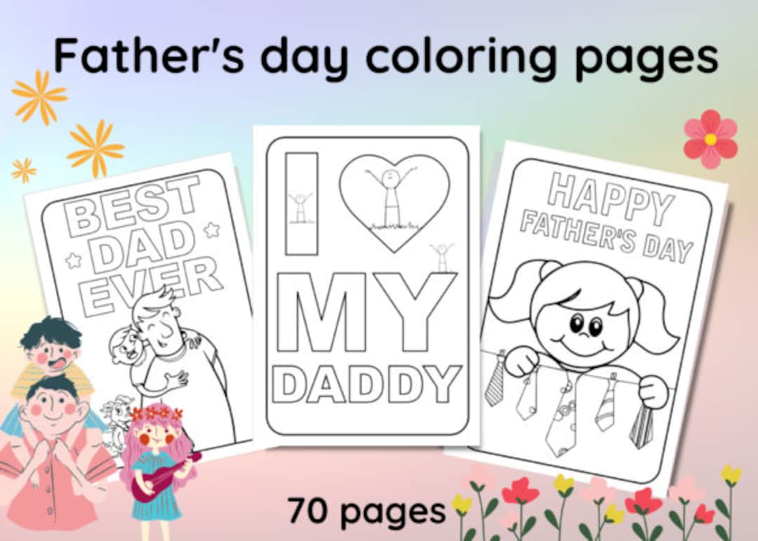 Fathers Day Coloring Pages 70 Pages Mega Bundle, Father's Day Gift Fill ...