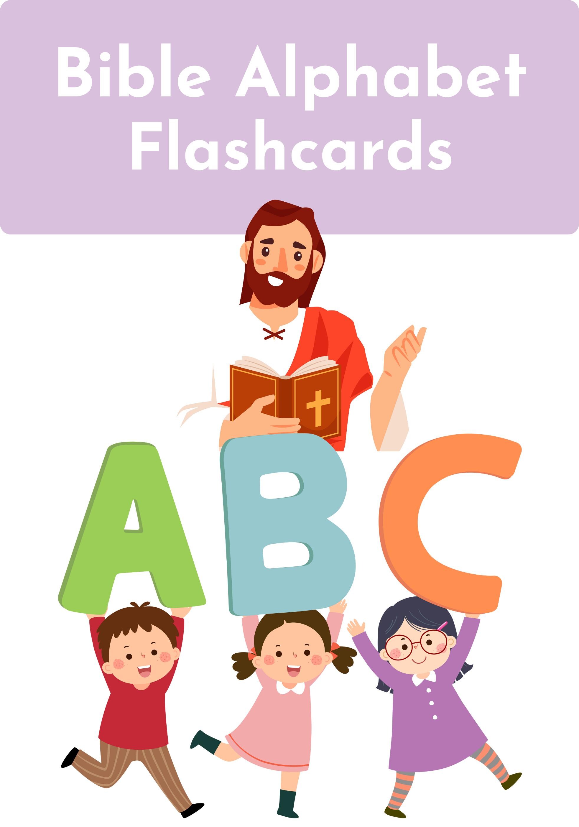Kids Bible Alphabet Poster & Bible Flashcards Bundle | Christian ...
