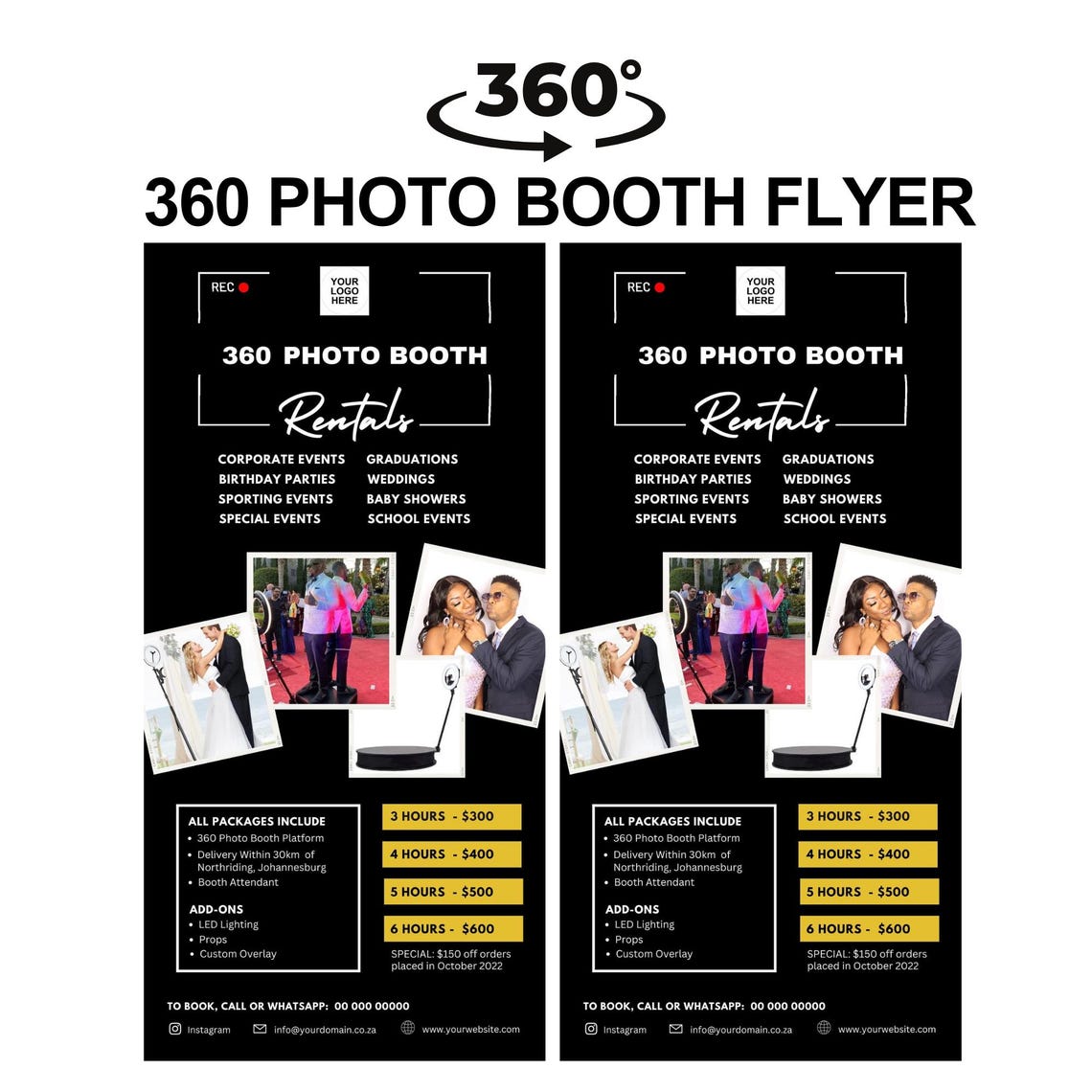 360 Photo Booth Flyer, Price List, 360 Photobooth, 360 Video Booth, 360 ...