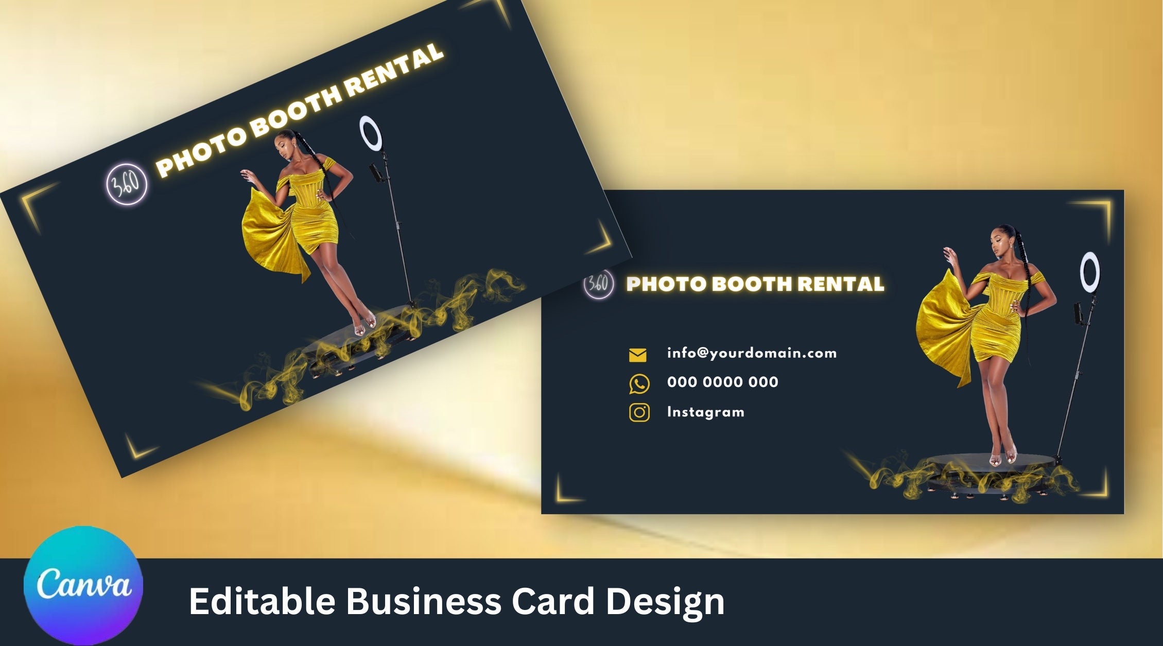 360 Photo Booth Business Card Template Editable, 360 Video Booth ...