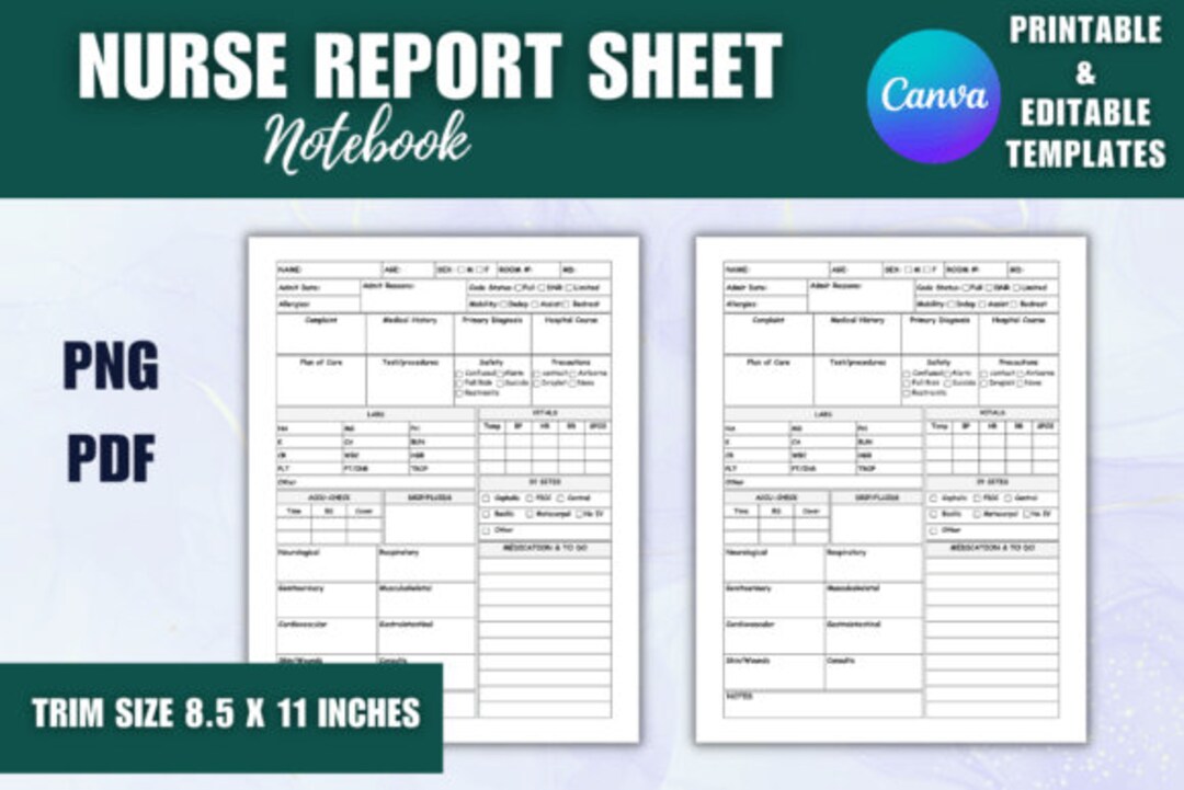 Nurse Report Sheet | Critical Patient Information Ie. Diagnosis ...