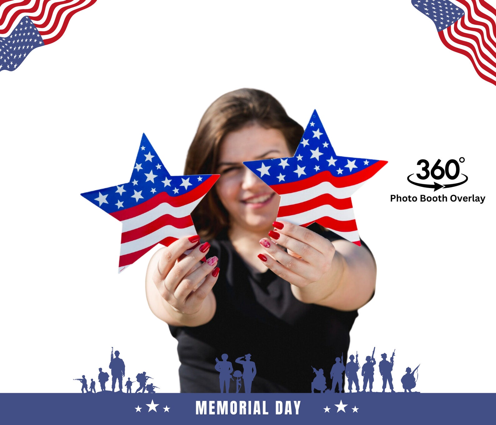 Memorial Day 360 Photo Booth Overlay Template, 360 Spin Video Booth ...