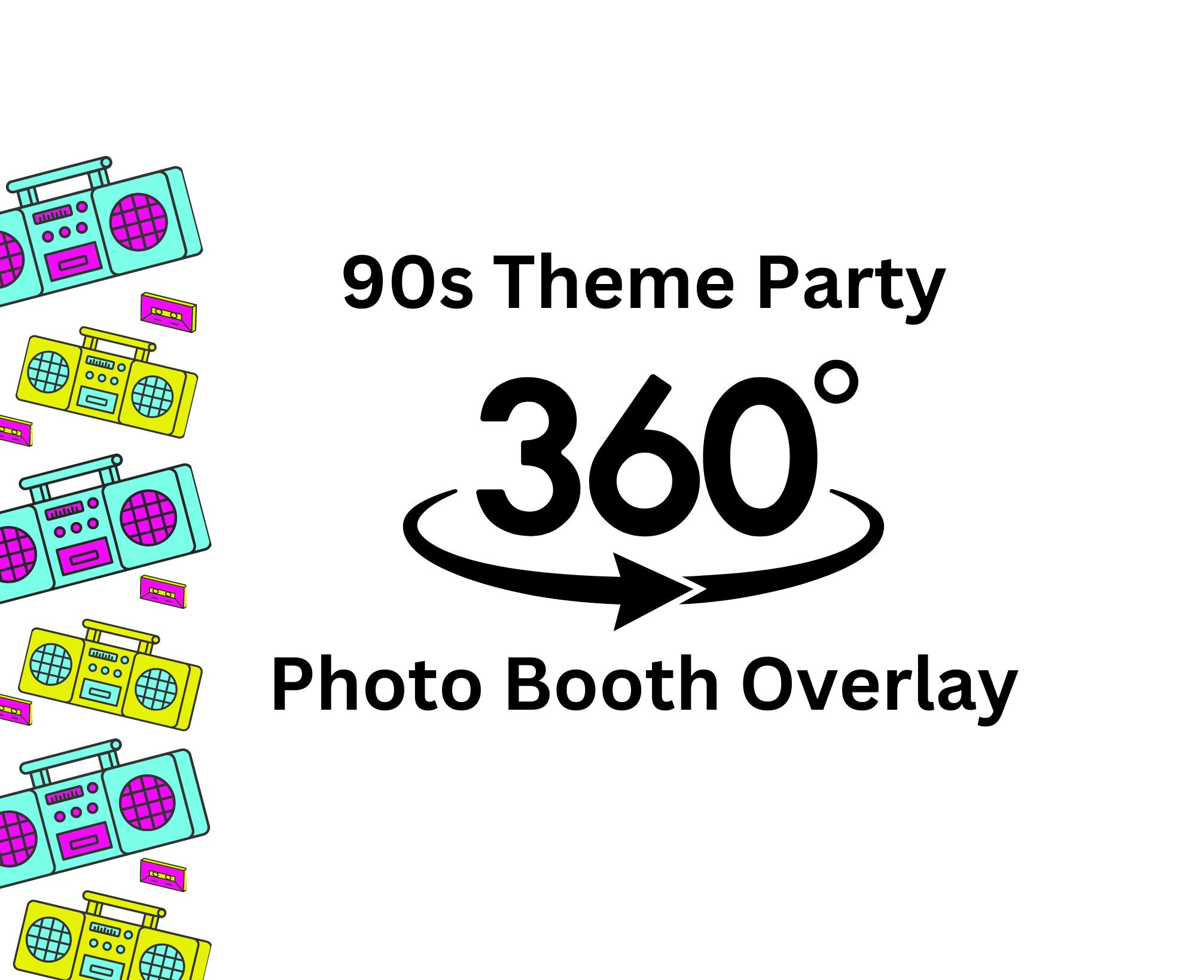 90s Theme Party Overlay Birthday Overlay 360 Photo (Instant Download ...