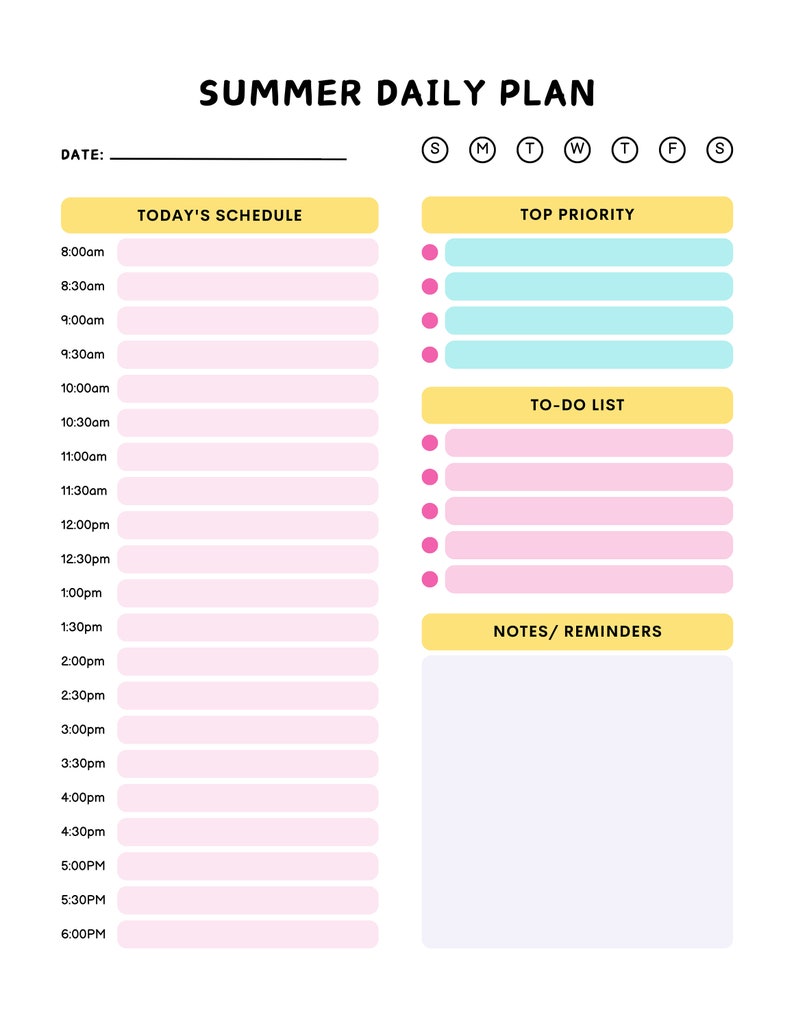 Printable Editable SUMMER 2024 Planner Bundle, Summer Checklist Summer ...