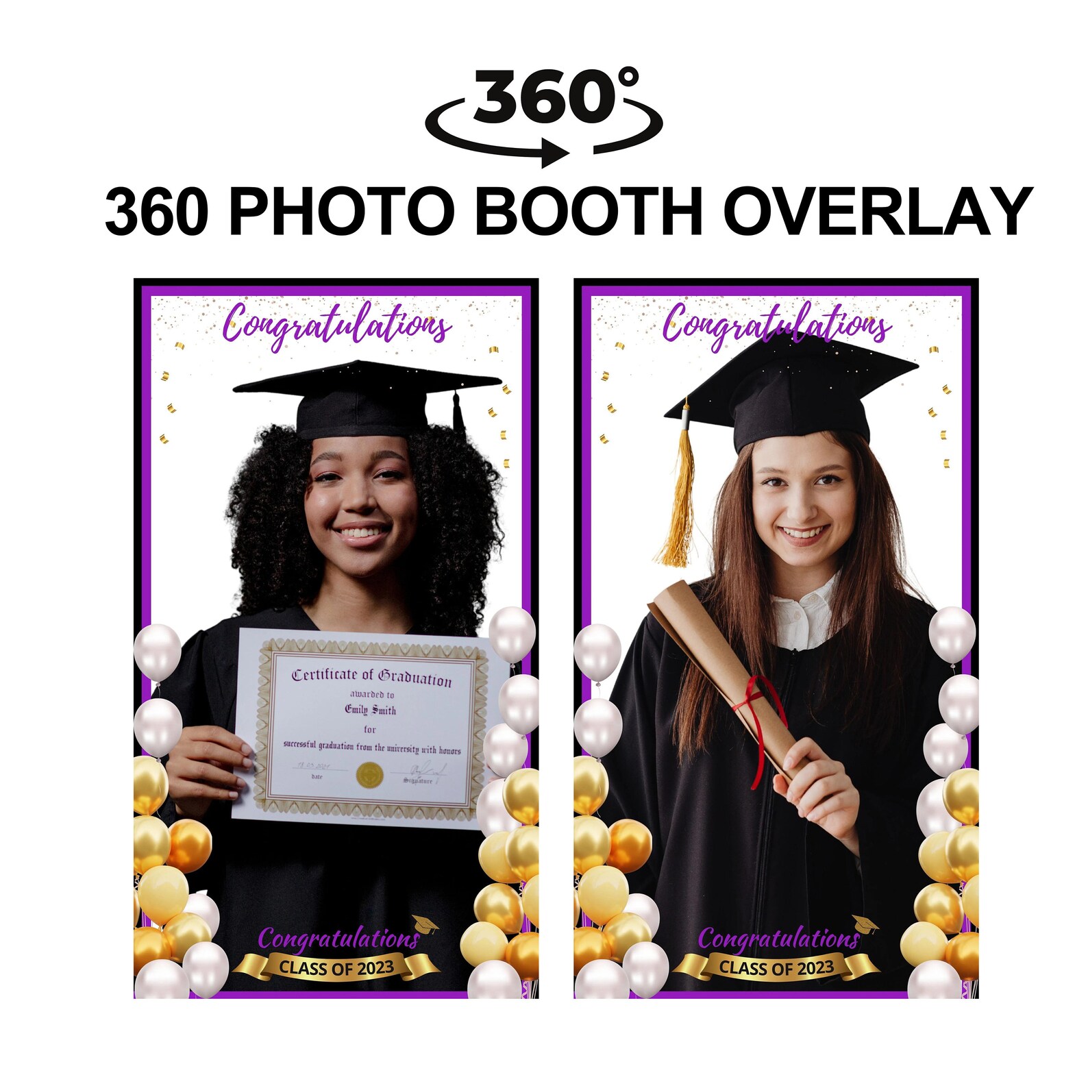 Graduation 360 Overlay, 360 Photo Booth Overlay, Birthday Overlay, 360 ...