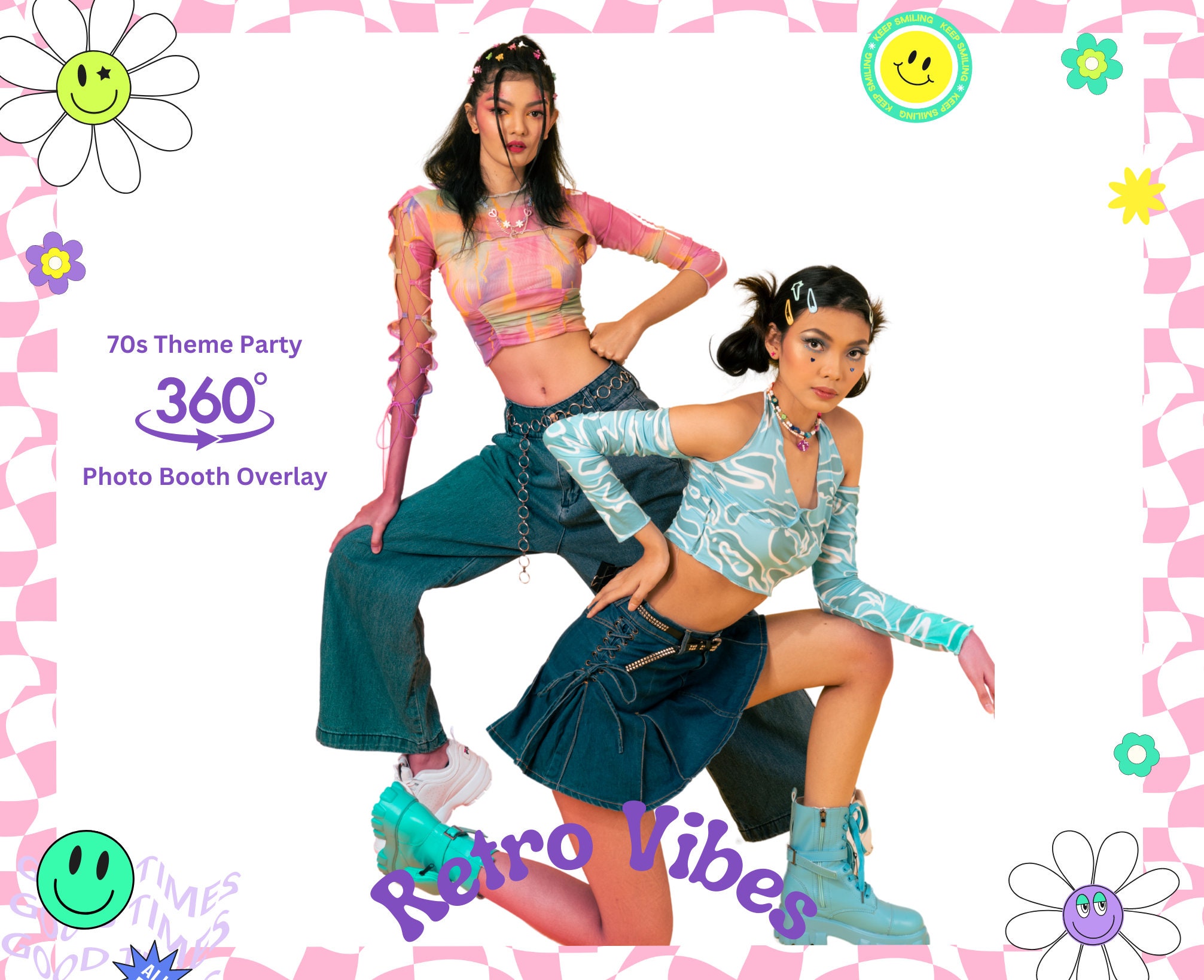 70s Theme Party Overlay, Birthday Overlay, 360 Photo Booth Overlay, 360 ...