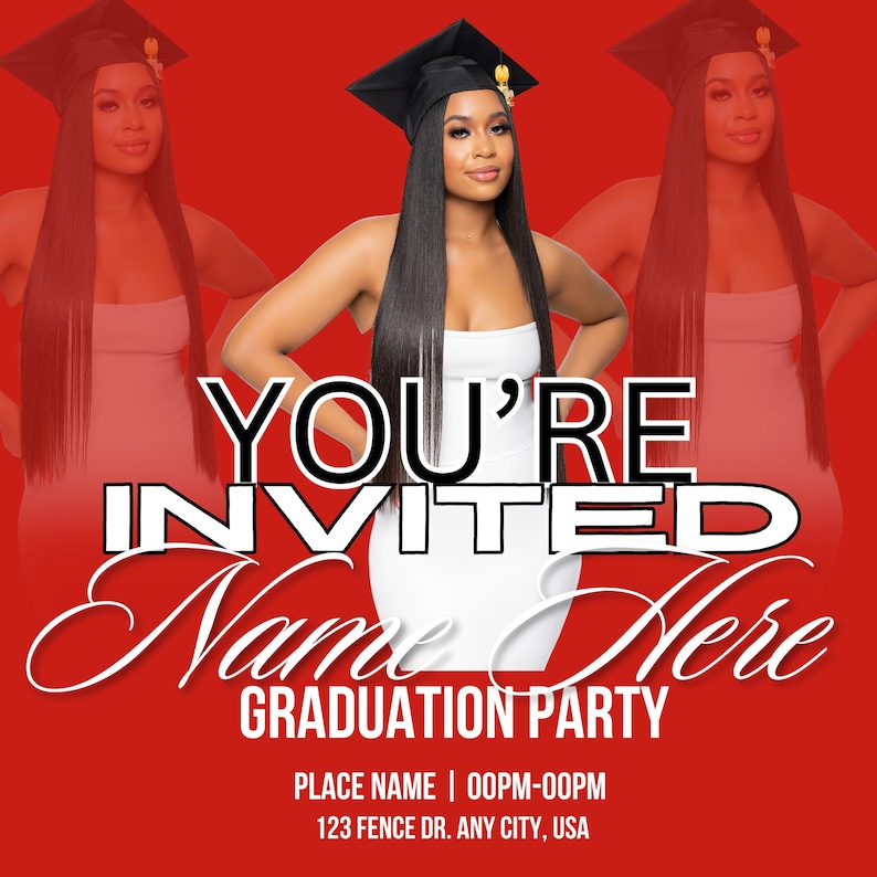 Graduation Invitation Canva Template, Graduation Party Invite, Digital ...