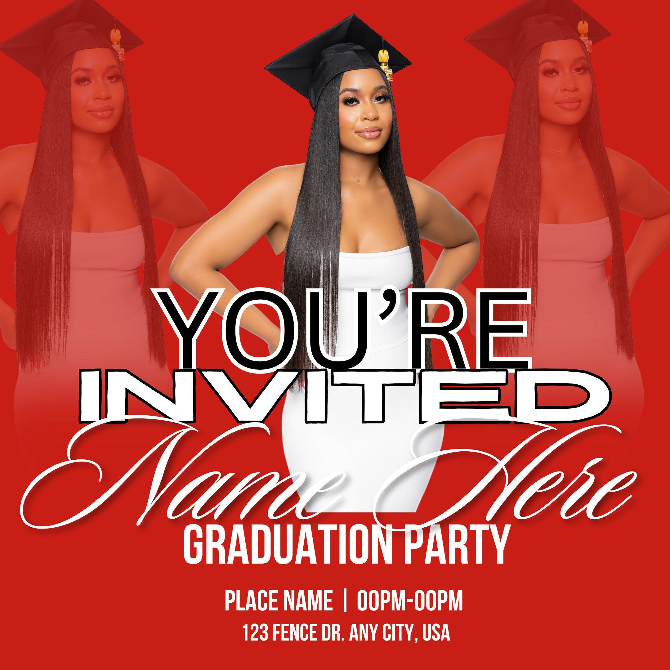 Graduation Invitation Canva Template, Graduation Party Invite, Digital ...