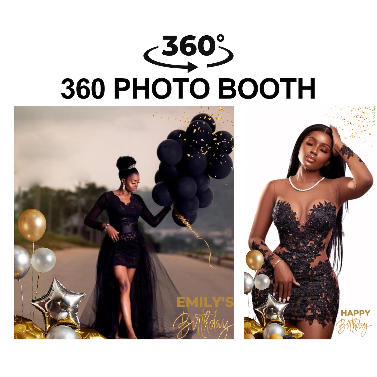 Birthday 360 Video Booth Overlay Gold Touchpix Overlay Bday Photo Booth ...