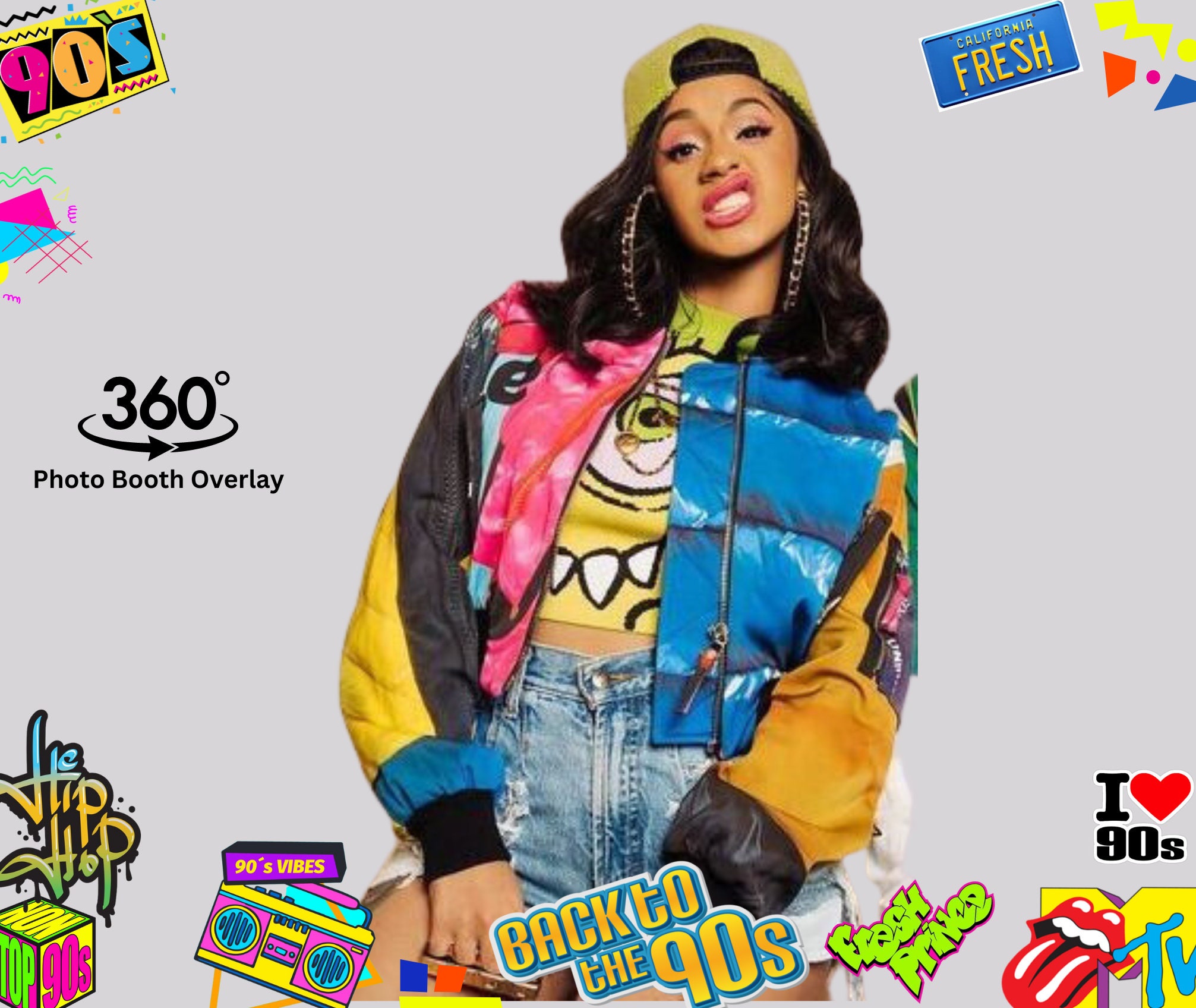 90s Theme Party Birthday 360 Video Booth Overlay Touchpix Overlay Bday ...