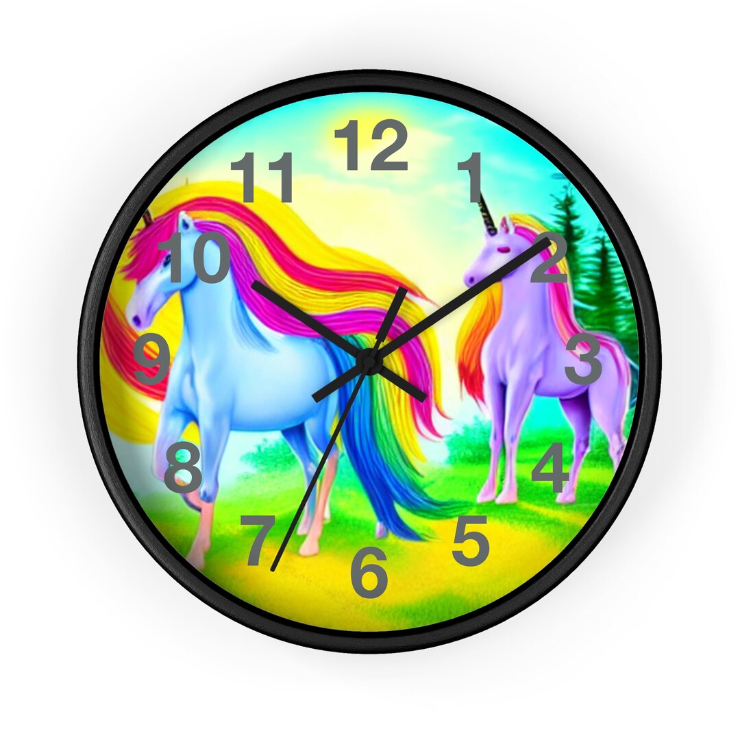 Unicorn Wall Clock Unicorns and Rainbows Magical Unicorn - Etsy