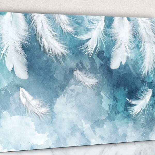 Blue Feather Print - Etsy