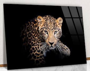 Leopard Glass Wall Art - Etsy