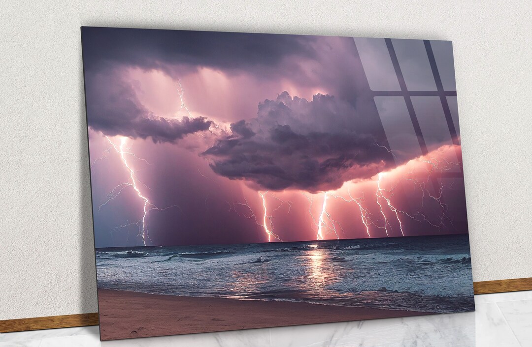 Rainy Weather and Dangerous Lightnings Glass Wall Art, Dangerous ...