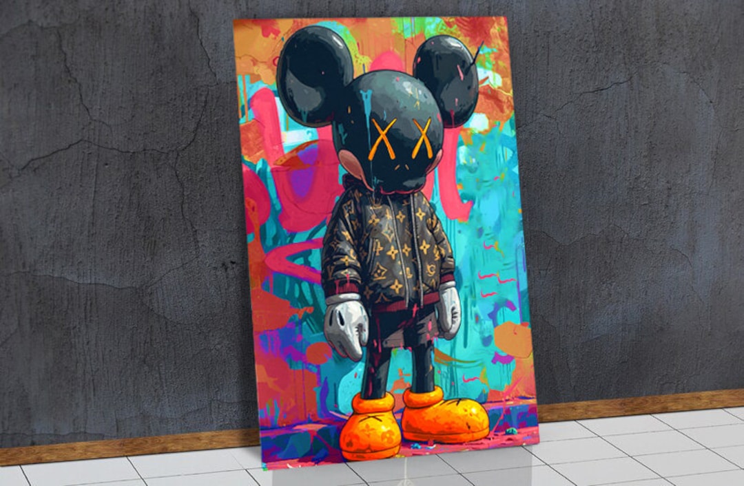 Kaws Figure Tempered Glass Wall Art, Kids Room Decor - Etsy